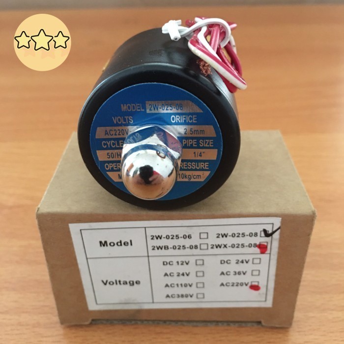 Jual SOLENOID VALVE 2W-025-08 220V 1/4 INC WATER 2W 025 08 UW-08 1/4 ...