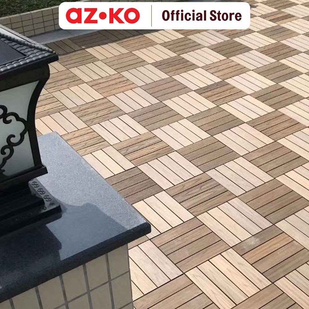 Jual AZKO Rainbodeck Quickdecking 30X30 cm - Cokelat Teak Decking Tile ...