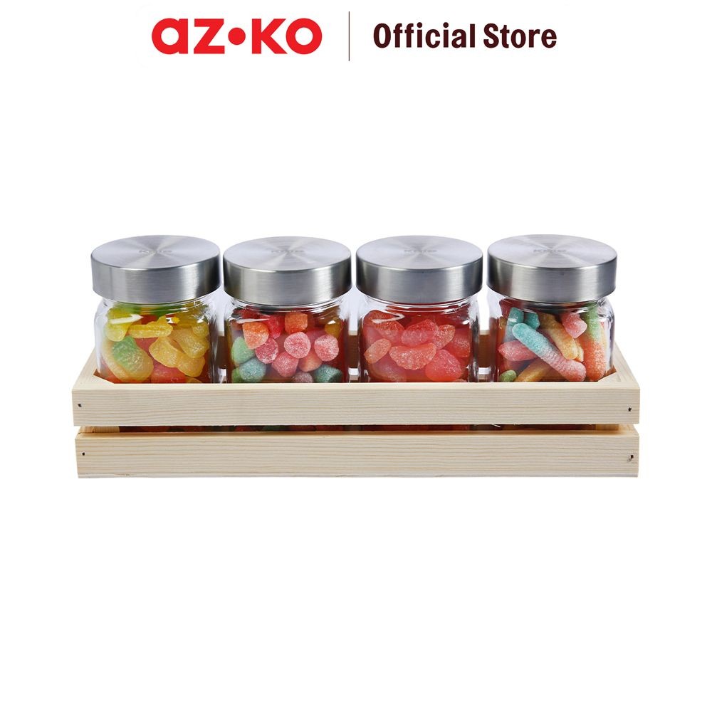 Jual AZKO Kris 250 ml Set 4 Pcs Chile Tempat Bumbu Dapur Kaca Set Spice ...