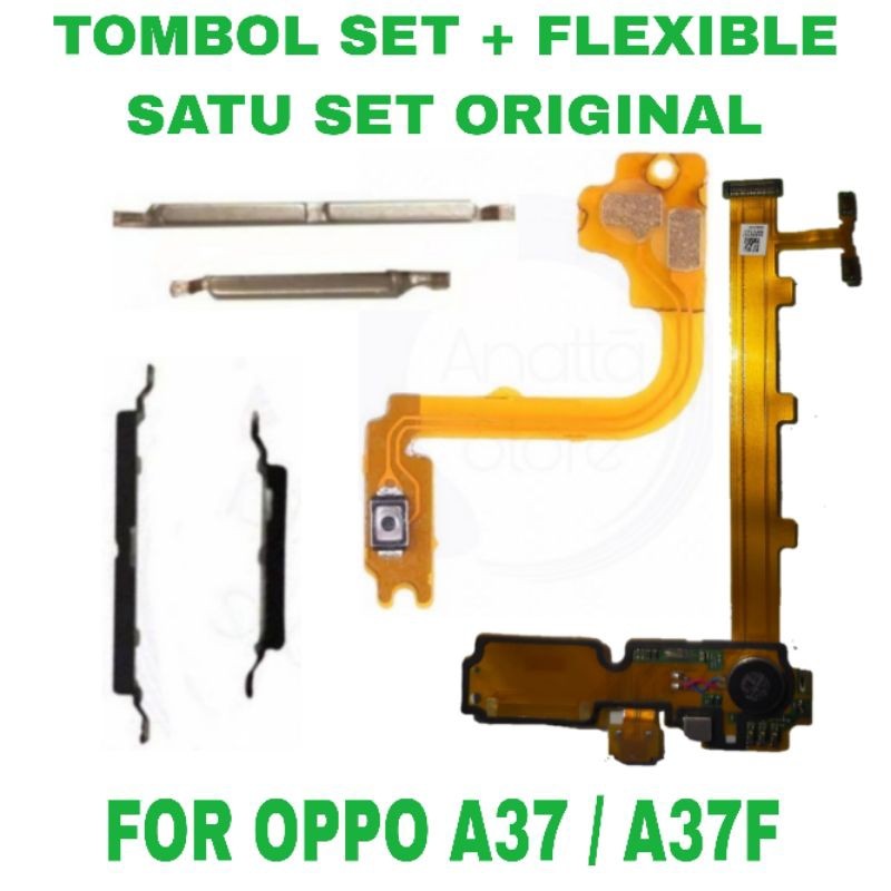 Jual TOMBOL SET + FLEXIBLE ON OFF VOLUME + CAS CHARGER OPPO A37/A37F NEO 9 SATU SET ORIGINAL ...