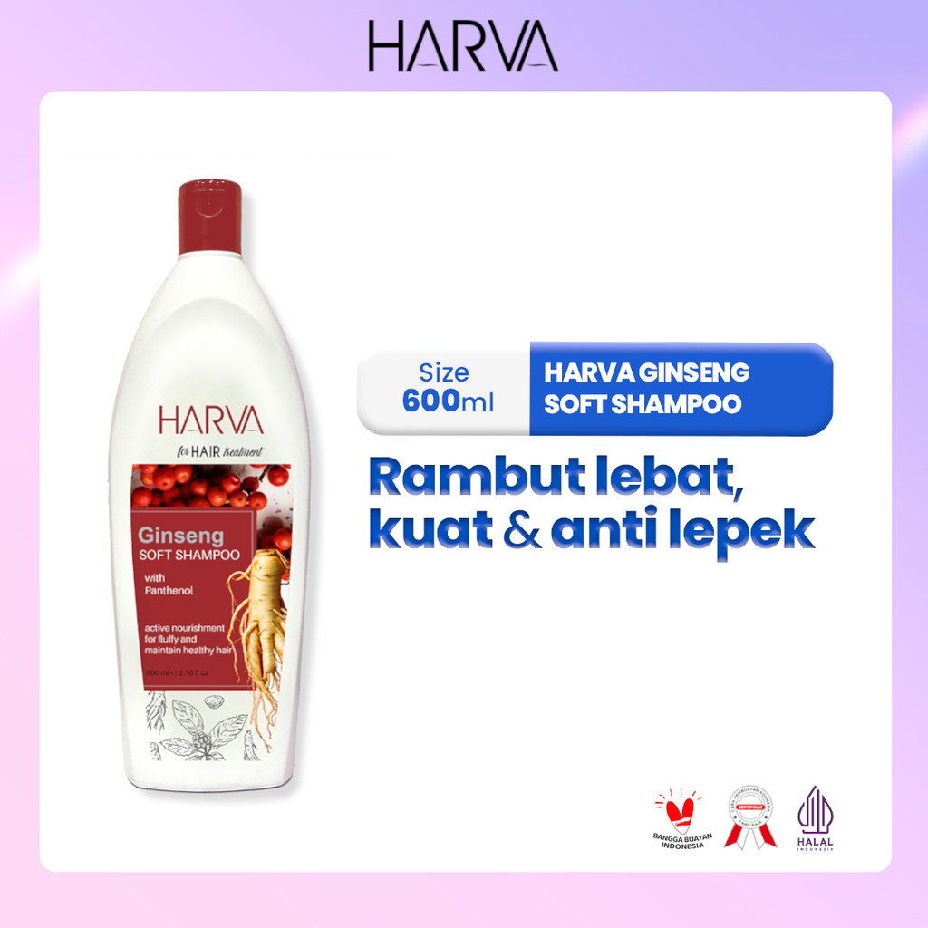 Jual HARVA Shampoo Ginseng Soft & Smooth 600ML | Shampo Atasi Rontok Menghaluskan Rambut ...