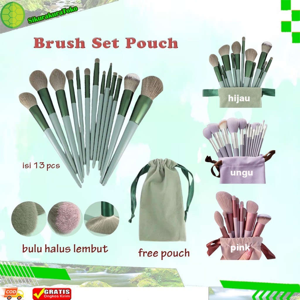 Jual (skr) Set Kuas Makeup Brush Pouch Makeup Isi 13 PCS tools ...