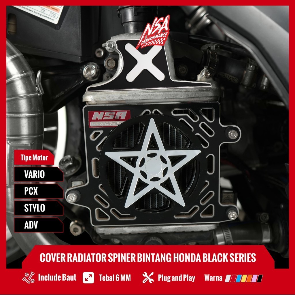Jual NSA PAKETAN COVER RADIATOR SPINER BINTANG BLACK SERIES HONDA VARIO ...