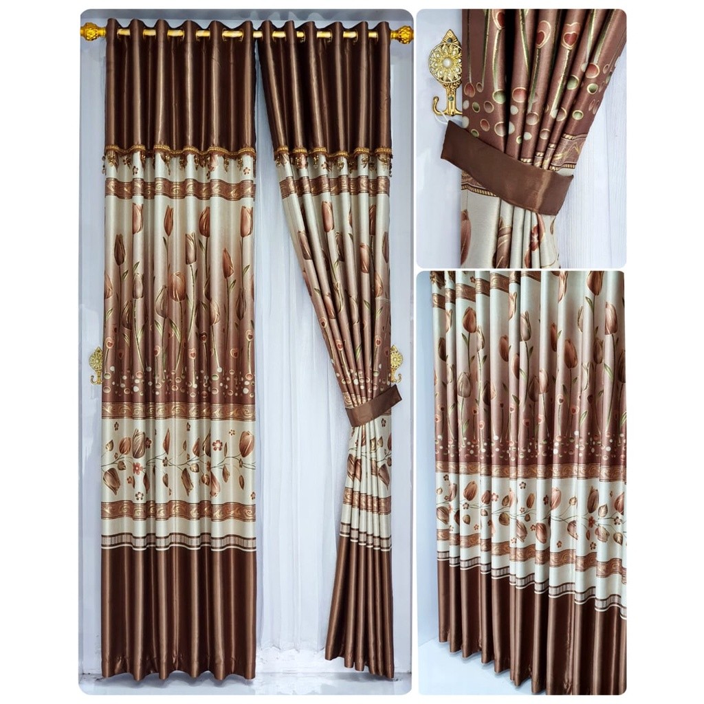 Jual AF35RK Gorden Jendela Premium Tebal Aesthetic Bunga Tulip Poni ...