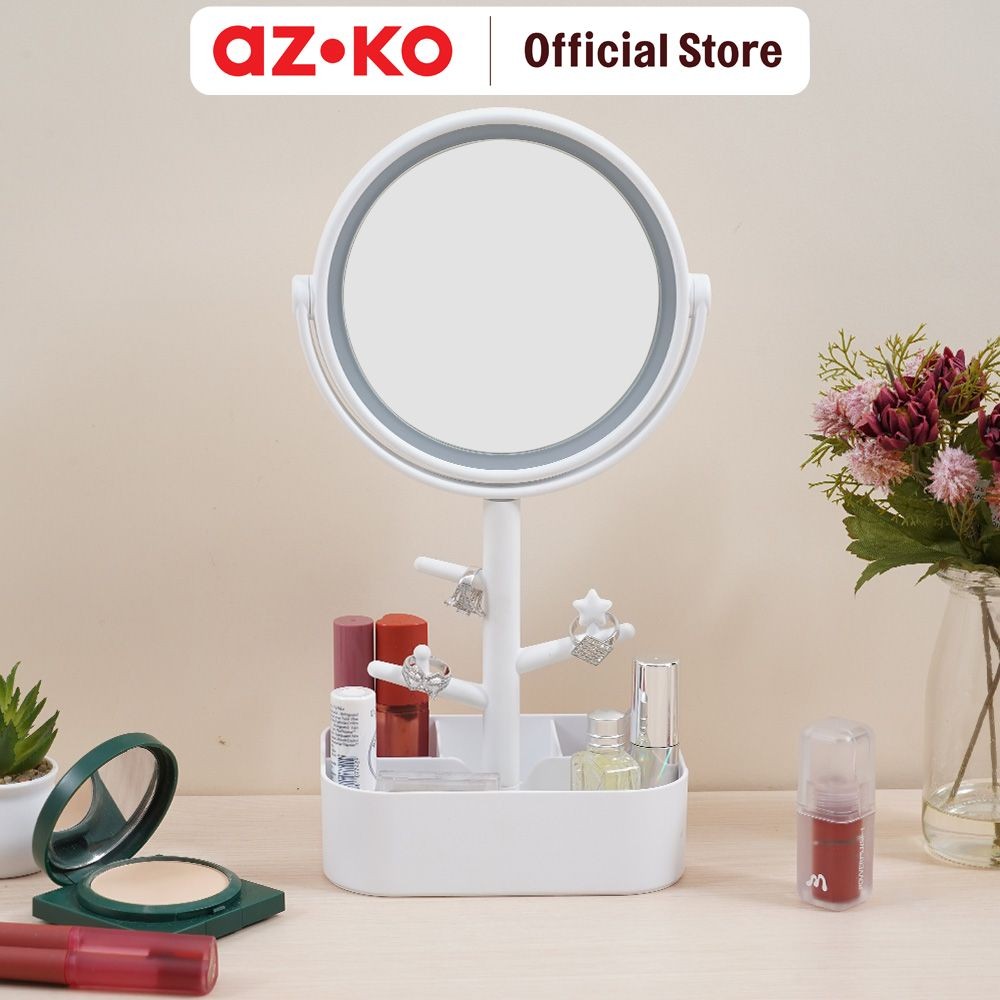 Jual AZKO Arthome Cermin Rias Led - Putih Mirror Kaca Makeup Kaca Rias ...