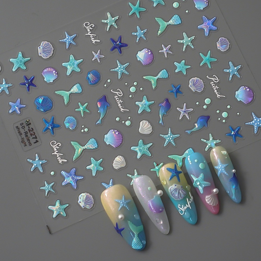 Jual BUUBUU-STICKER NAIL ART MERMAID 5D - STICKER NAIL ART SHELL 5D - STIKER KUKU MERMAID SHELL ...