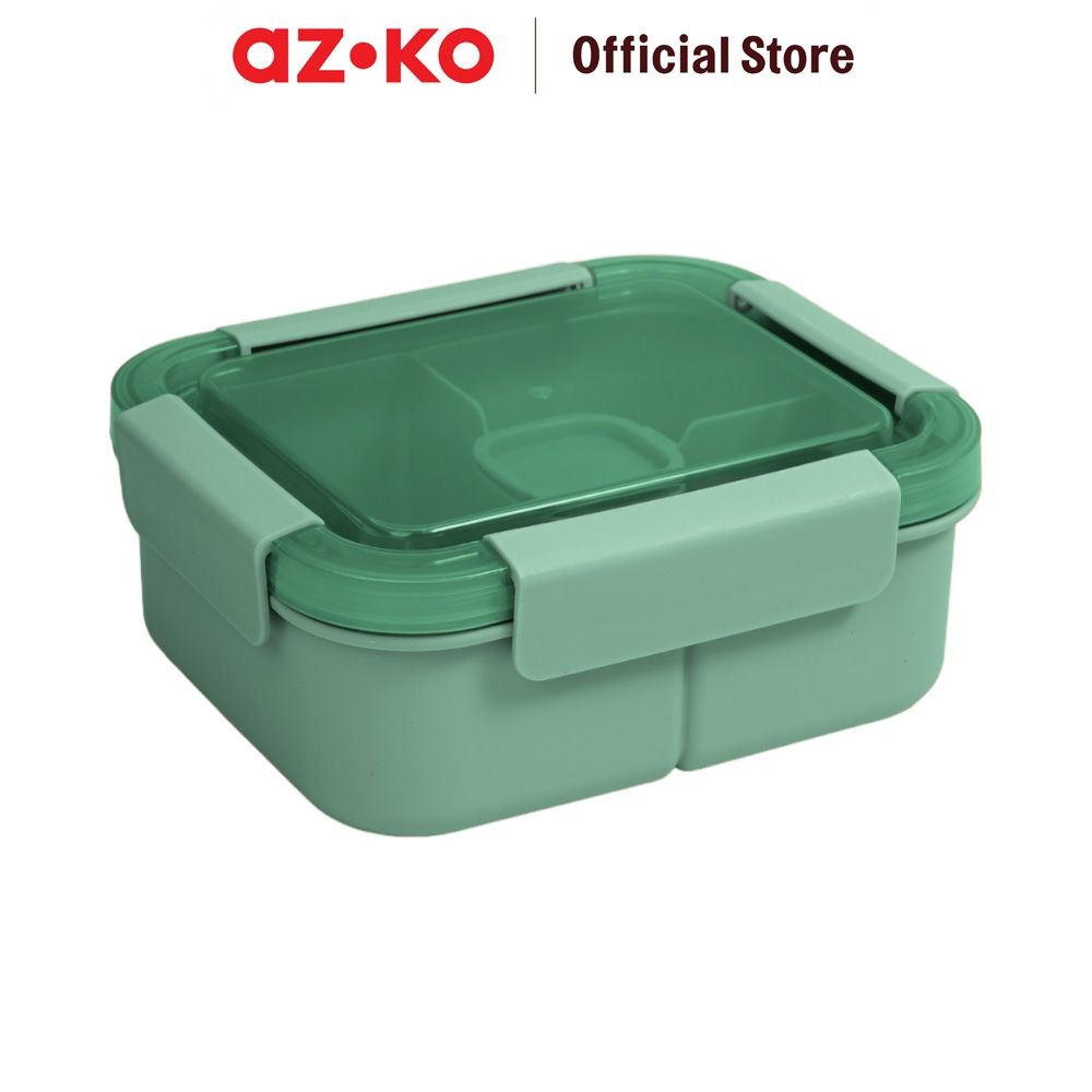 Jual AZKO Ataru 1.3 ltr Kotak Makan 3 Sekat Square - Hijau Lunch Box Food Grade Food Box Kotak ...