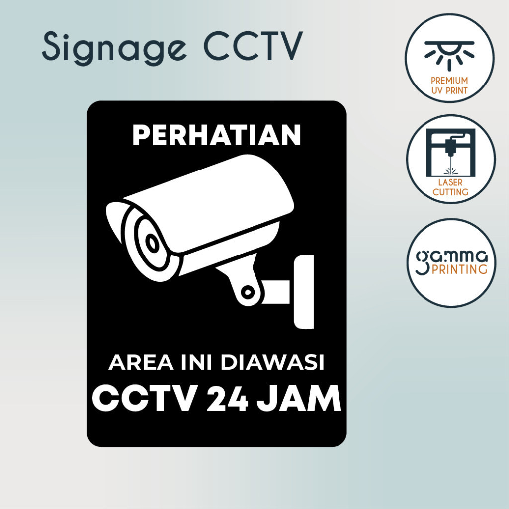 Jual Signage Akrilik CCTV 24 Jam UV Print / Tanda Acrylic Peringatan Area Diawasi CCTV | Shopee ...