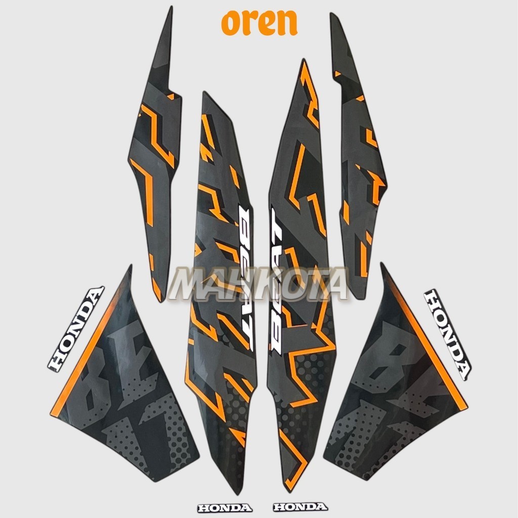 Jual Striping Stiker Polet Honda Beat Street 2024 2025 full hitam oren ...