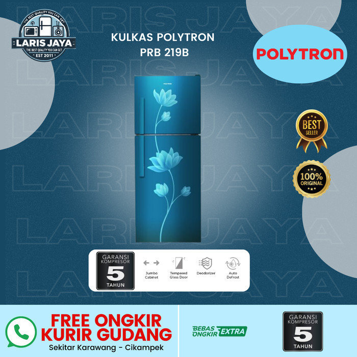 Jual KULKAS POLYTRON 1 PINTU 219L PRB-219B / PRB219B / 219B (TEMPERED ...