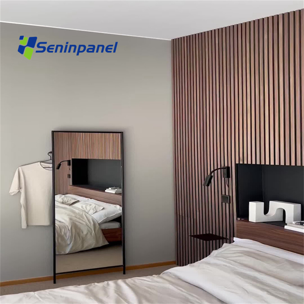 Jual Wooden Slat Wall Panels Smooth 3D Decorative Soundproof Panel ...