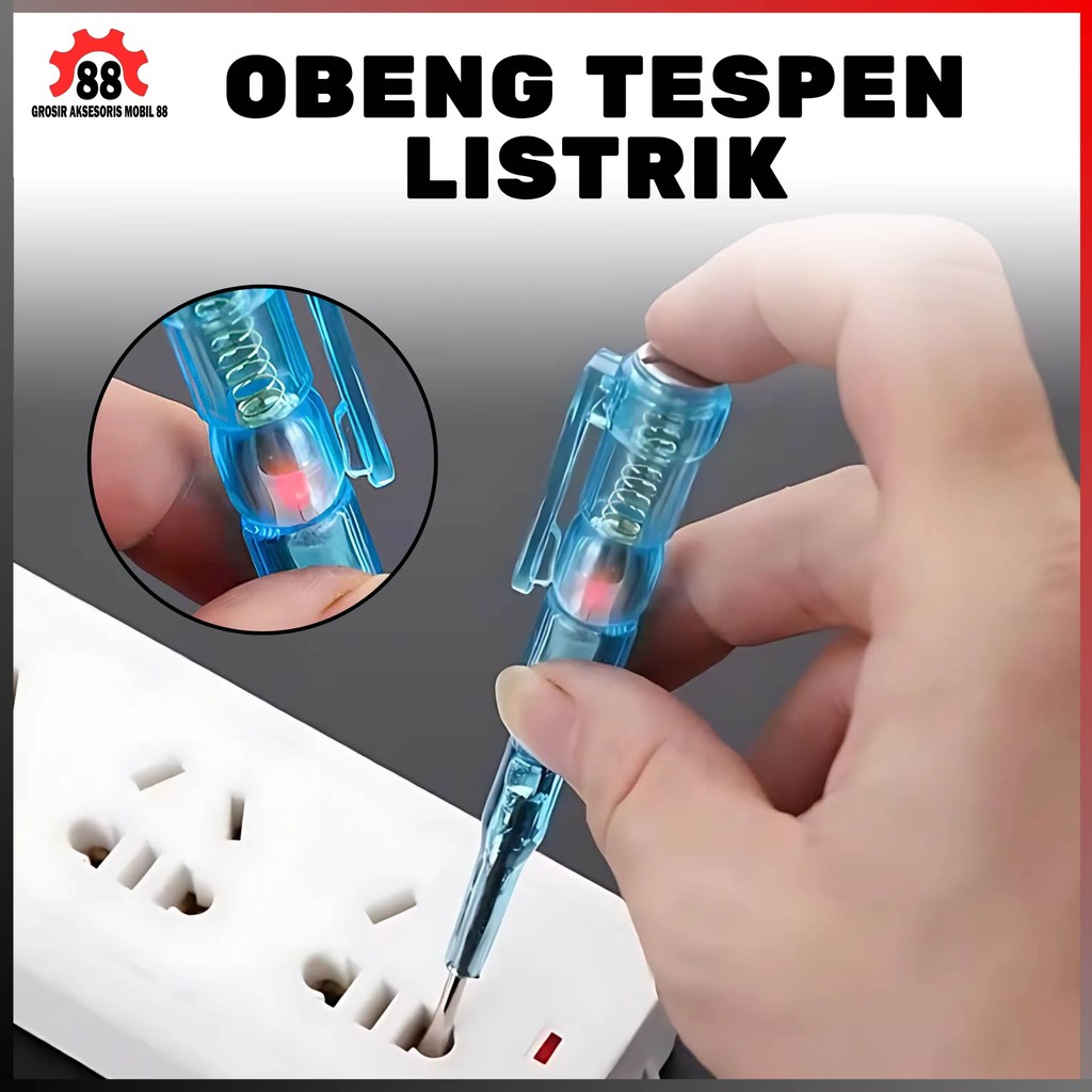 Jual Obeng Tespen Test Pen Listrik Merah Lampu Testpen Alat Arus ...