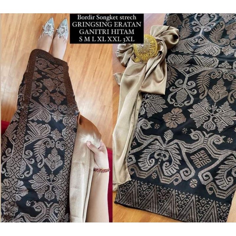 Jual KAMEN JADI BORDIR MOTIF GANITRI SET SELENDANG ( selendang warna ...