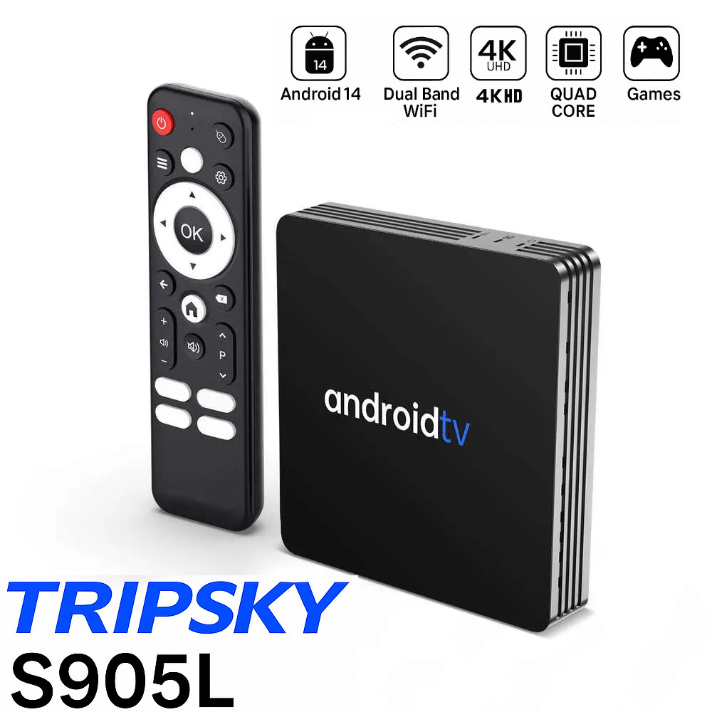 Jual TRIPSKY S905L Android TV Box Smart Media Player 4K Android 14 Dual ...