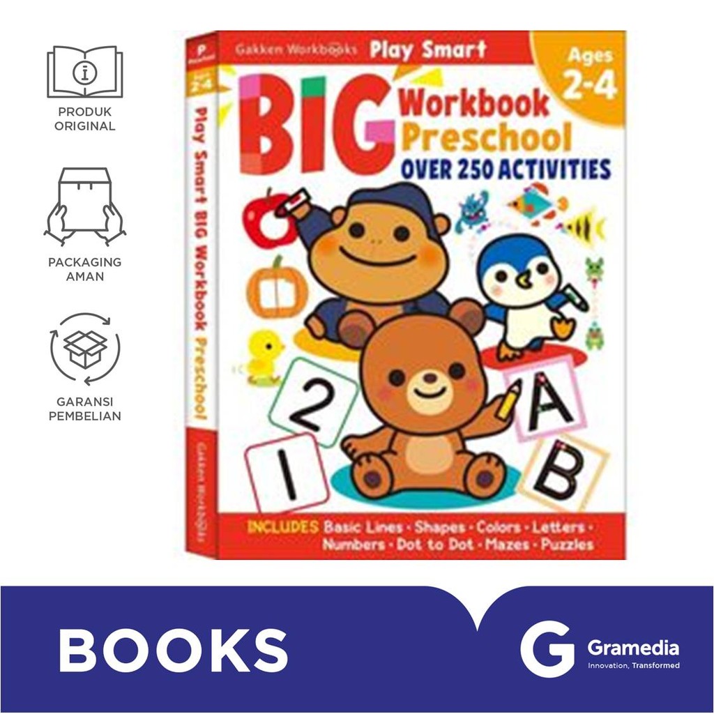 Jual Play Smart Big Preschool Workbook Ages 2-4: Over 250 Activities ...