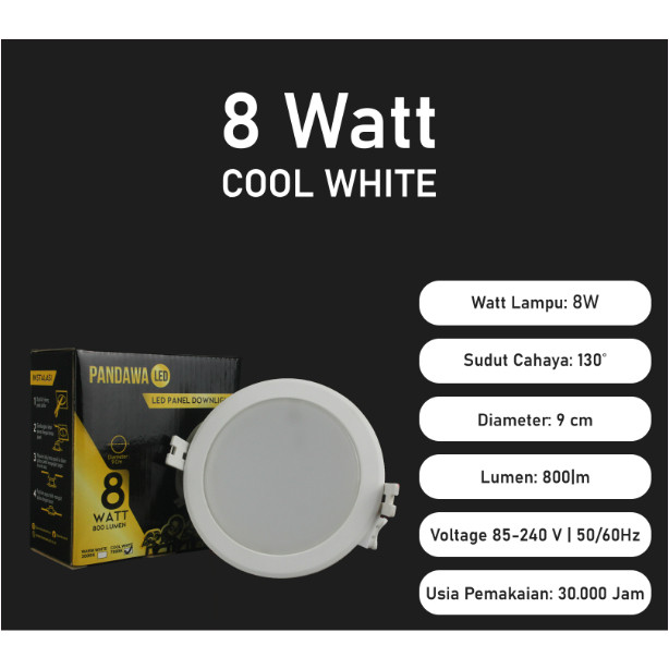 Jual LAMPU LED PLAFON 8 WATT PANDAWA 8WATT LAMPU ATAP PANEL | Shopee ...
