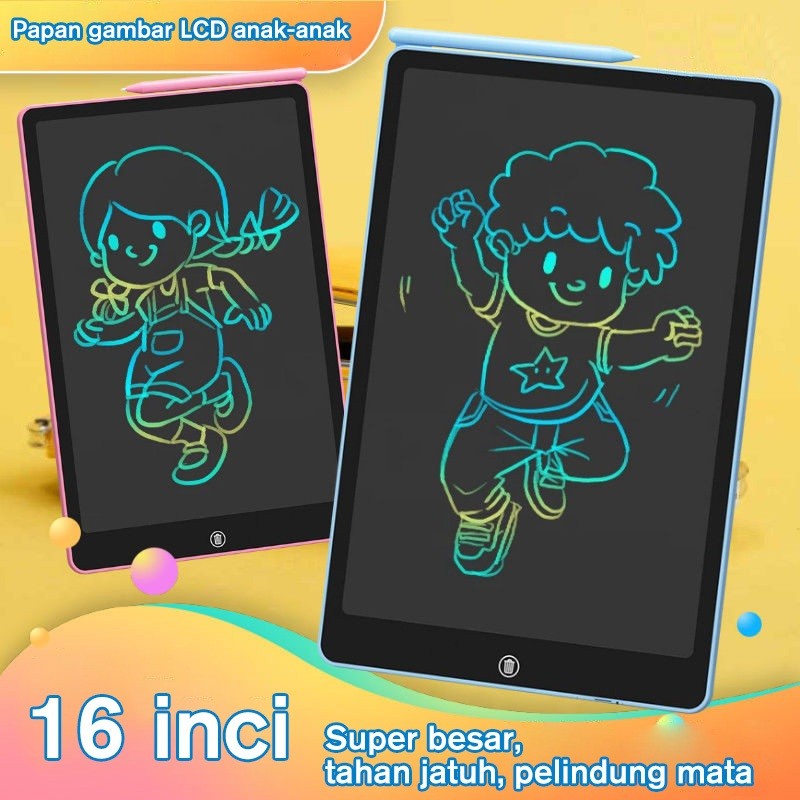 Jual OLYPS LCD Drawing Tablet 16 inch Colour Papan Tulis Bisa Hapus ...