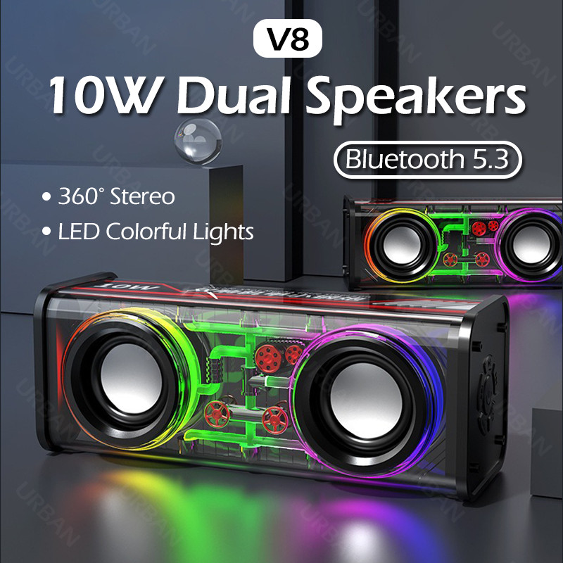 Jual URBAN V8 Speaker Bluetooth Super Bass Led RGB Music Speaker Bass ...