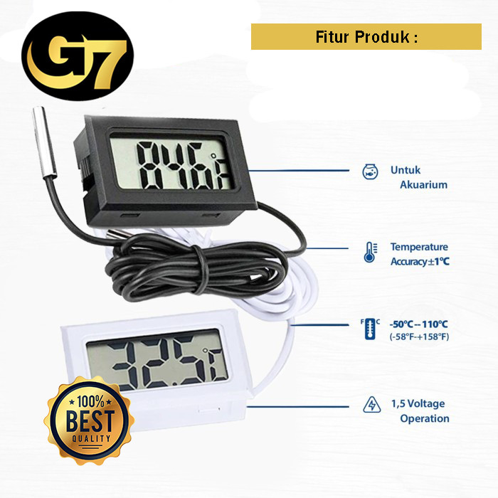 Jual Thermometer Digital Ruangan Suhu Thermostat Aquarium Termometer ...