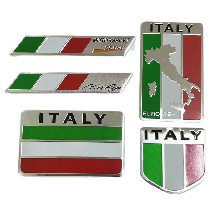Jual Emblem Sticker Mobil Motor Italy Aluminium 3D Timbul Logo Bendera ...