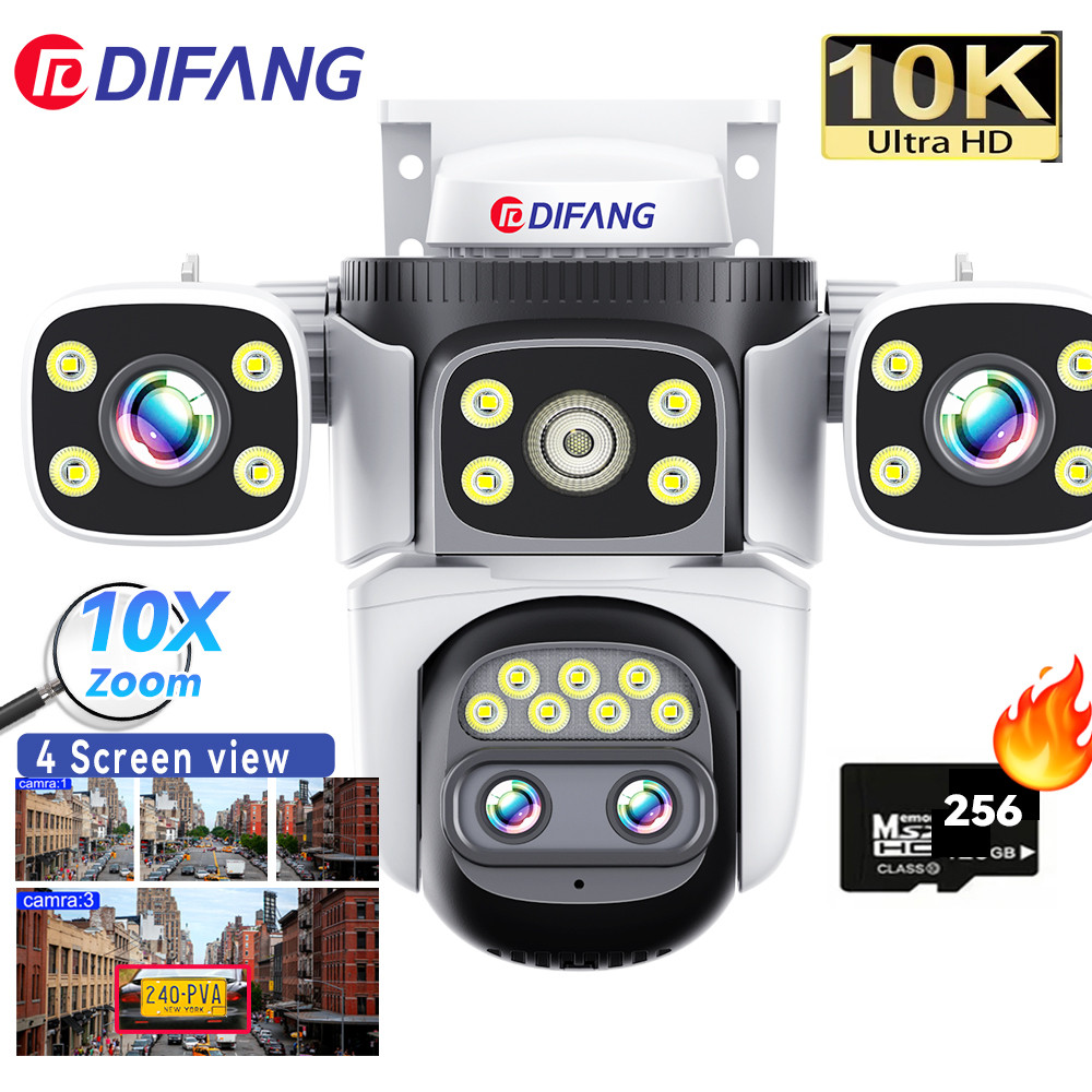 Jual 10K 20MP WiFi IP Camera Outdoor 10X Zoom Four Lens Four Screen Ai Track Home Protection 8K ...