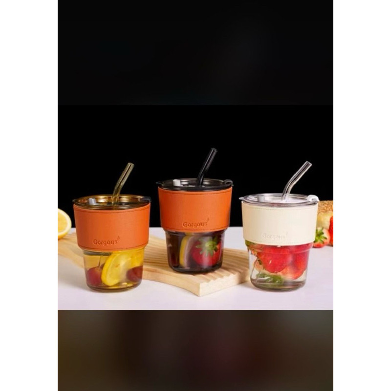 Jual Botol / gelas / tumbler gorgeous viral Tumblr Kaca 400ml Sedotan ...