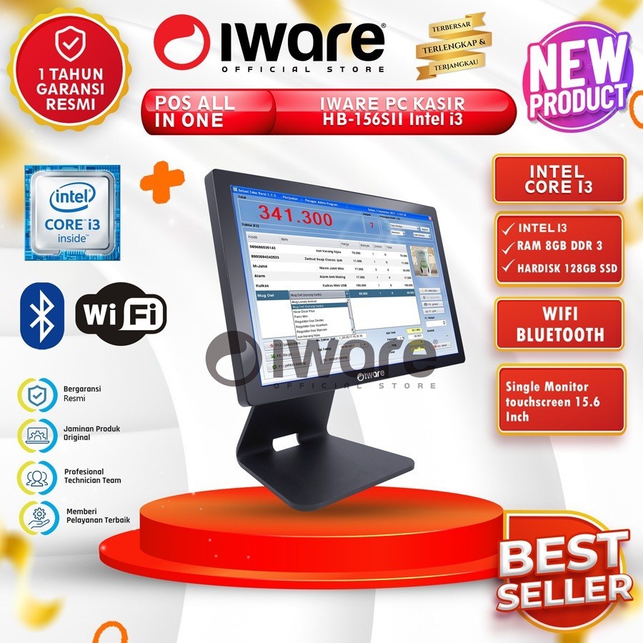 Jual Iware Mesin Kasir PC Pos All In One HB-156II Core i3 8/128GB 15" Wifi | Shopee Indonesia