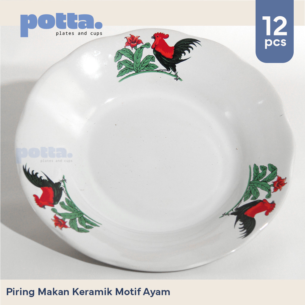 Jual Piring Makan Keramik Motif Ayam - Set 12pcs Piring Lucky Legend ...