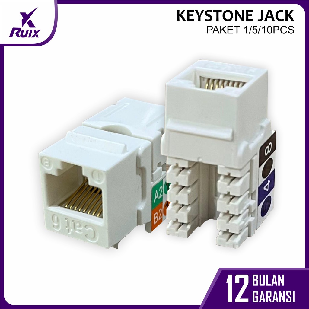 Jual Modular Jack RJ45 Cat 6 & Cat 5e UTP TOLLES Keystone Jack Jaringan ...