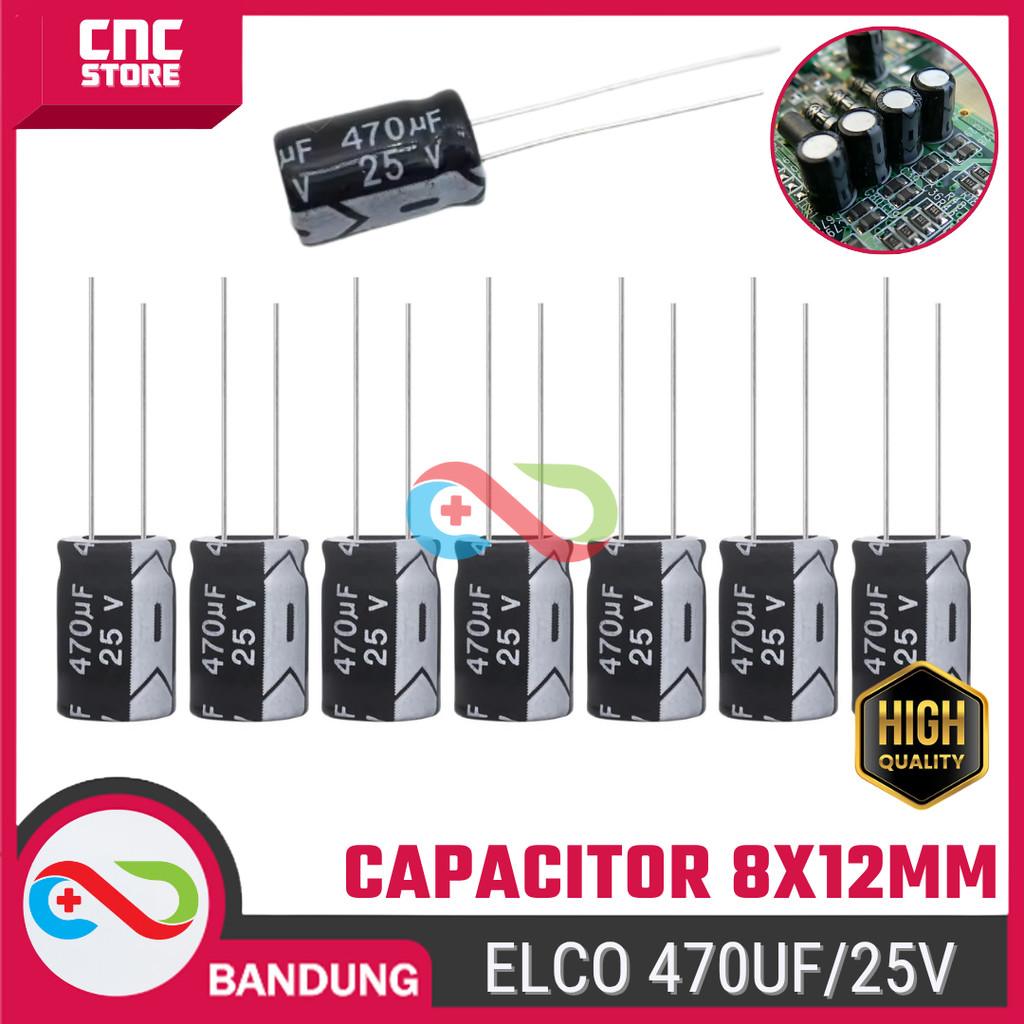 Jual Capacitor Electrolytic Elco 470uF 25V – Kapasitor Elektrolit 470uF untuk Proyek Elektronik ...