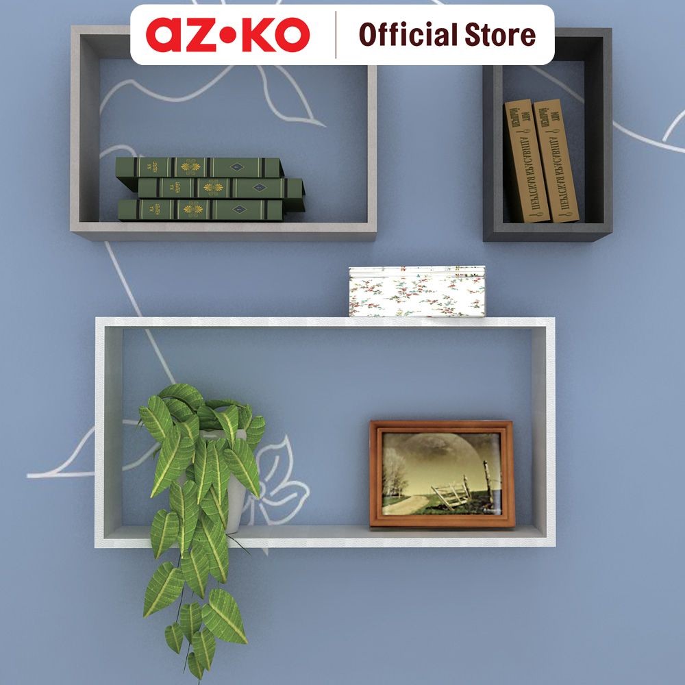 Jual AZKO Stora Set 3 Pcs Rak Dinding - Hitam Decorative Wall Shelf Rak ...