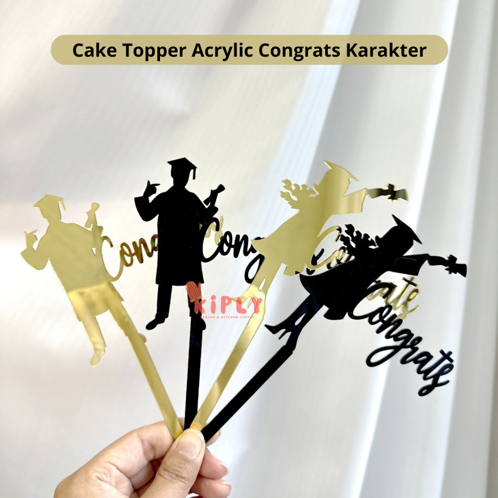 Jual Cake Topper Acrylic Congrats Karakter/Topper Wisuda/Topper ...