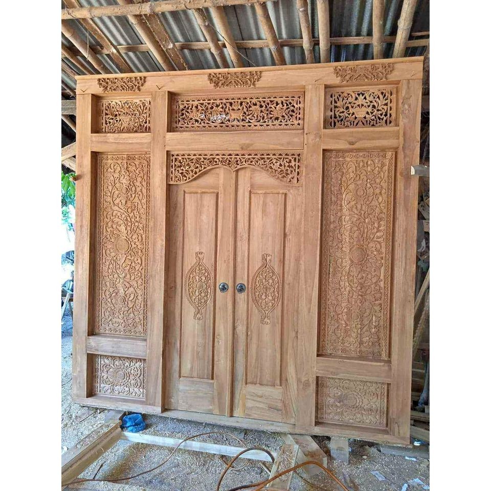 Jual Pintu Gebyok Minimalis Kayu Jati Asli Original | Shopee Indonesia