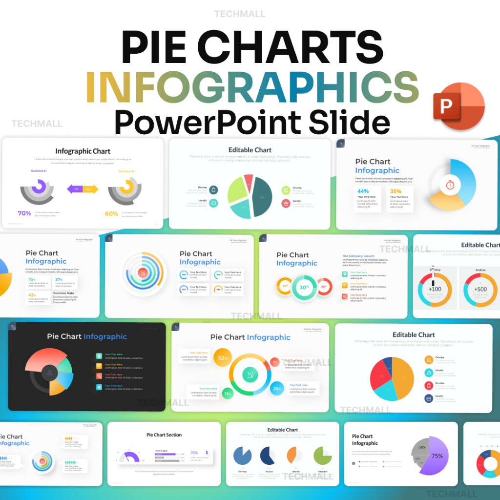 Jual Pie Charts Infographics PowerPoint Presentation Template | Easy ...