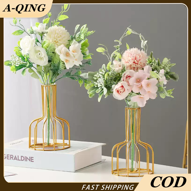 Jual 【AQING】Vas Gold Nordic Gold Vas Bunga Gold Vas Besi Aesthetic Vas ...