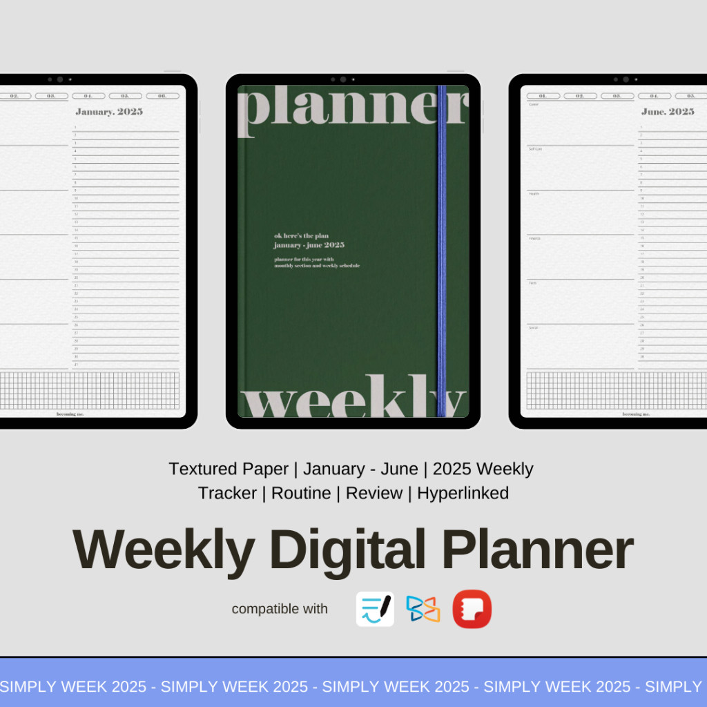 Jual Simple Weekly Digital Planner Paper Template for Goodnotes Samsung ...