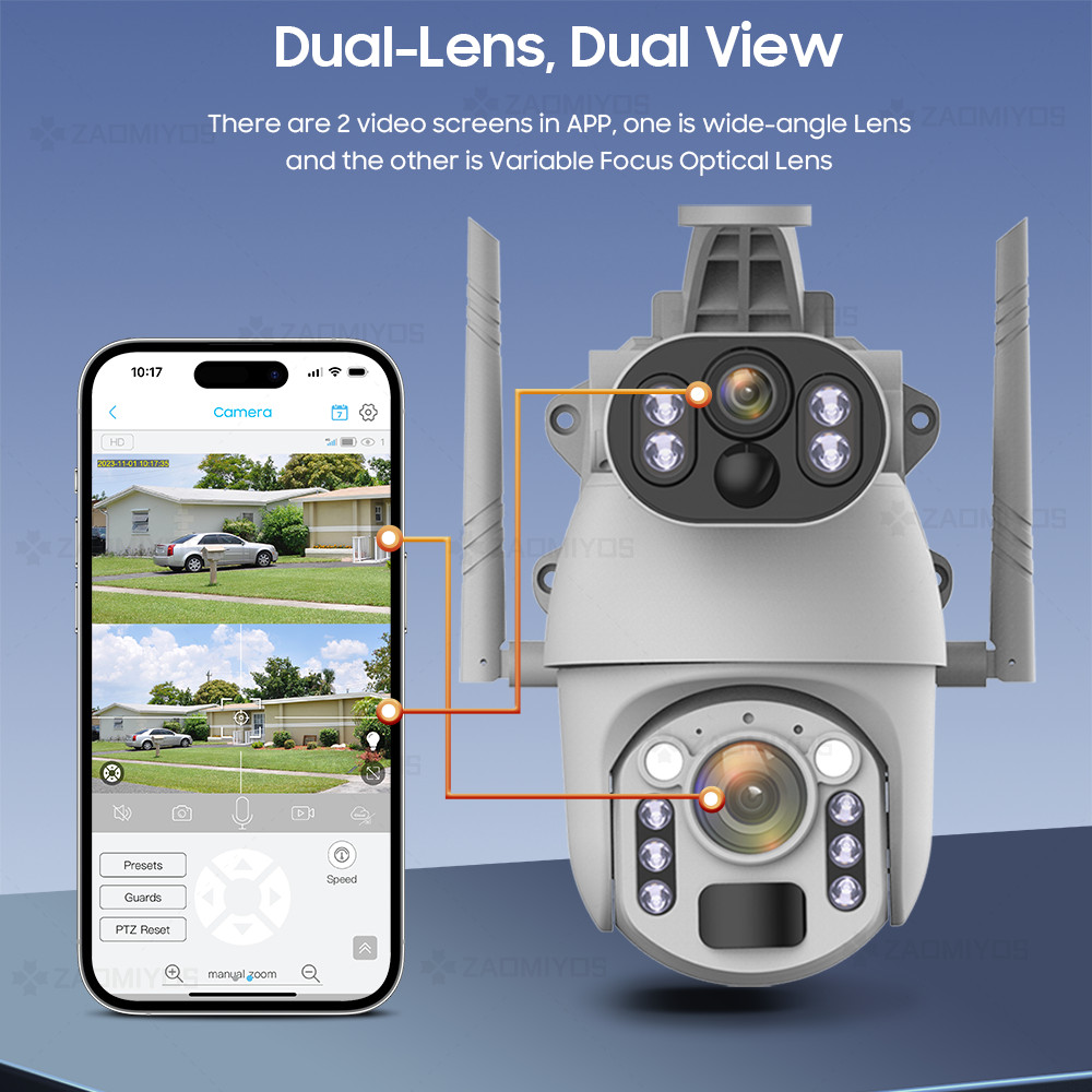 Jual 8MP 4G Dual Screen Solar Camera 4K 50X Zoom Dual Lens Recording Humanoid Tracking Outdoor ...