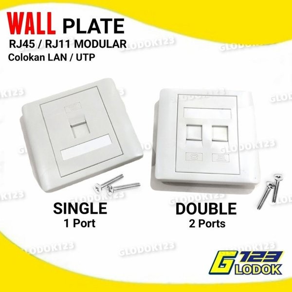 Jual Faceplate RJ45 Cat 5 6 Single Double UTP Modular Outbow Outbox ...