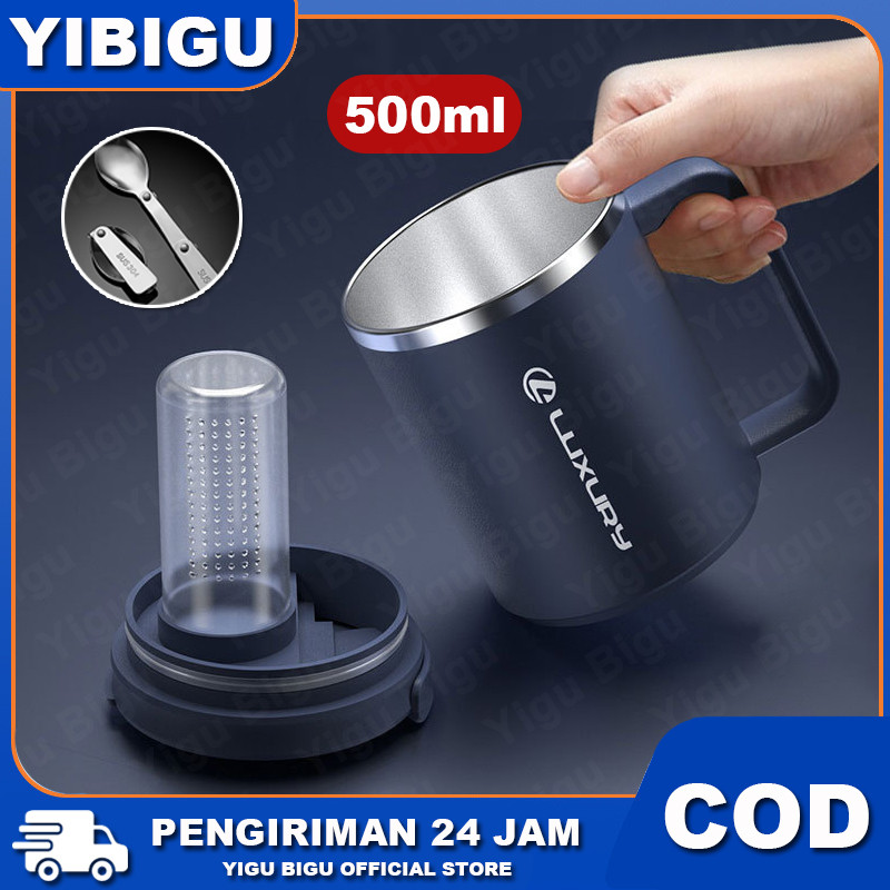 Jual 500ml Cangkir Stainless Steel 304 Dengan Tutup Cangkir Kopi Tahan ...