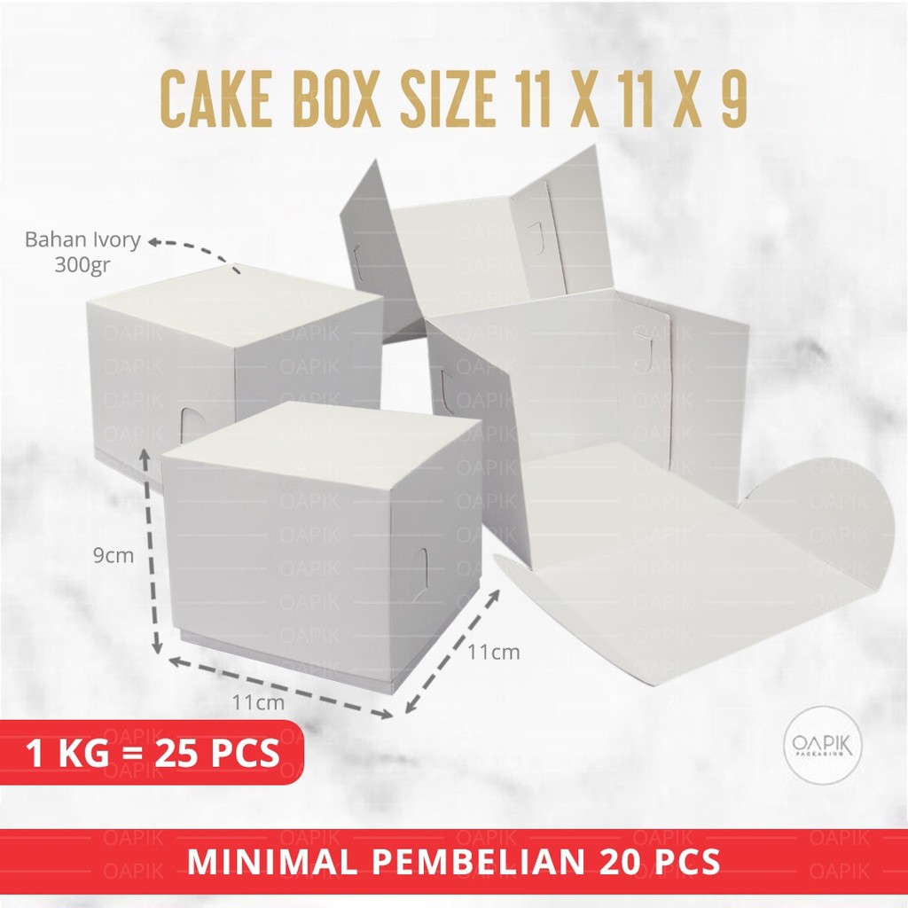 Jual Cake Box 11x11x9 cm | Kotak Kue Mini / Dus Kue 11x11 / Box 11x11 ...