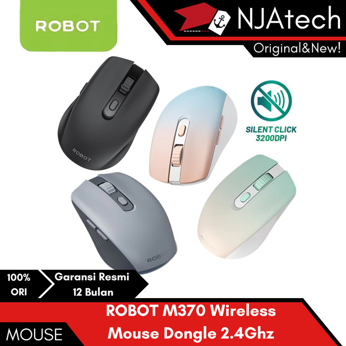 Jual Mouse Wireless Robot M370 2.4GHz Silent Klik Optical 3200DPI ...