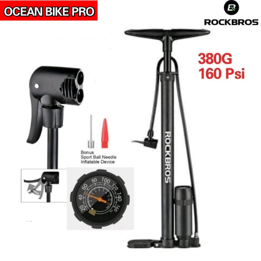 Jual Rockbros Pompa Sepeda Bola Air Pump 380G 160 PSI Mtb | Shopee ...