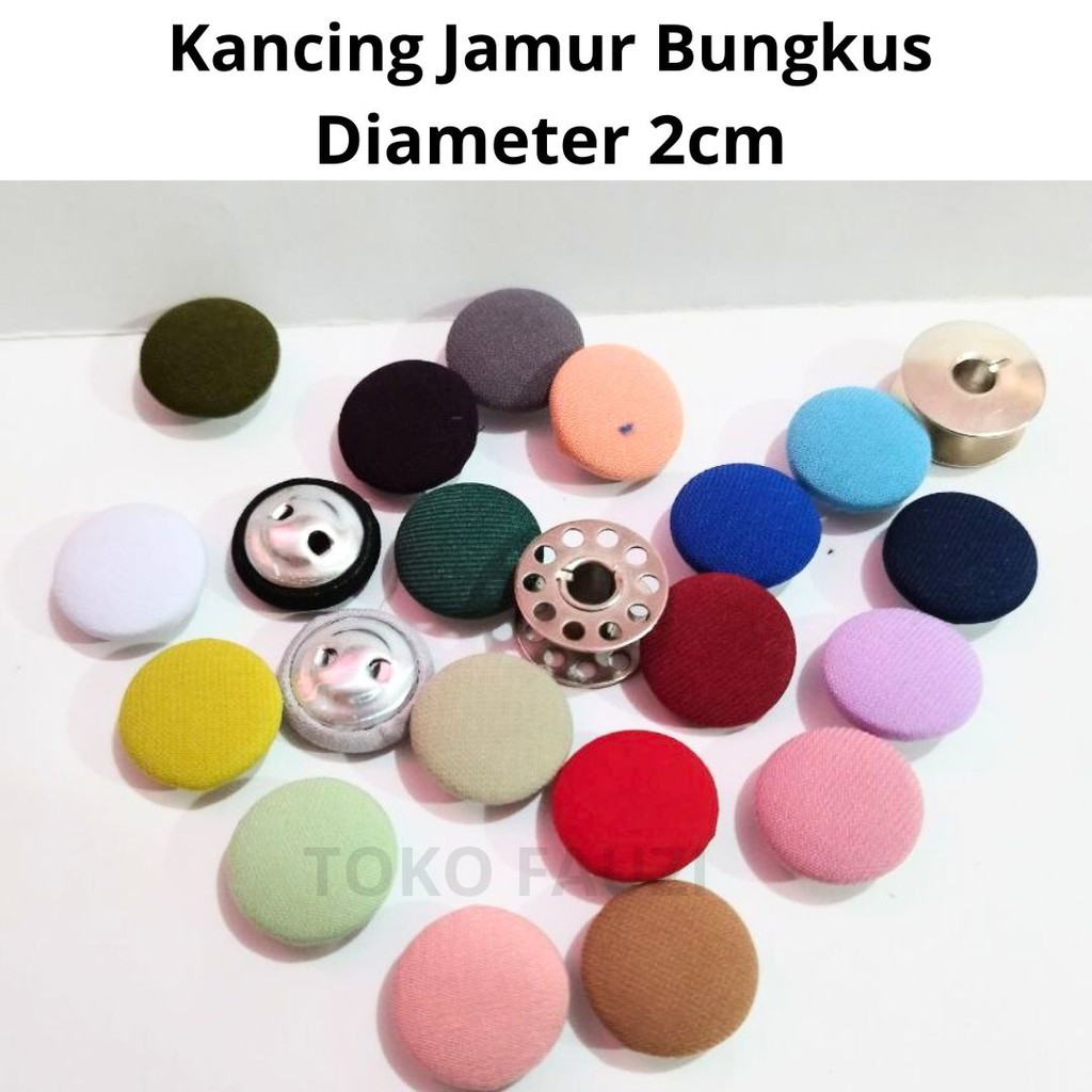 Jual Kancing Jamur Bungkus Kain Polos diameter 2cm isi 10pcs | Shopee ...