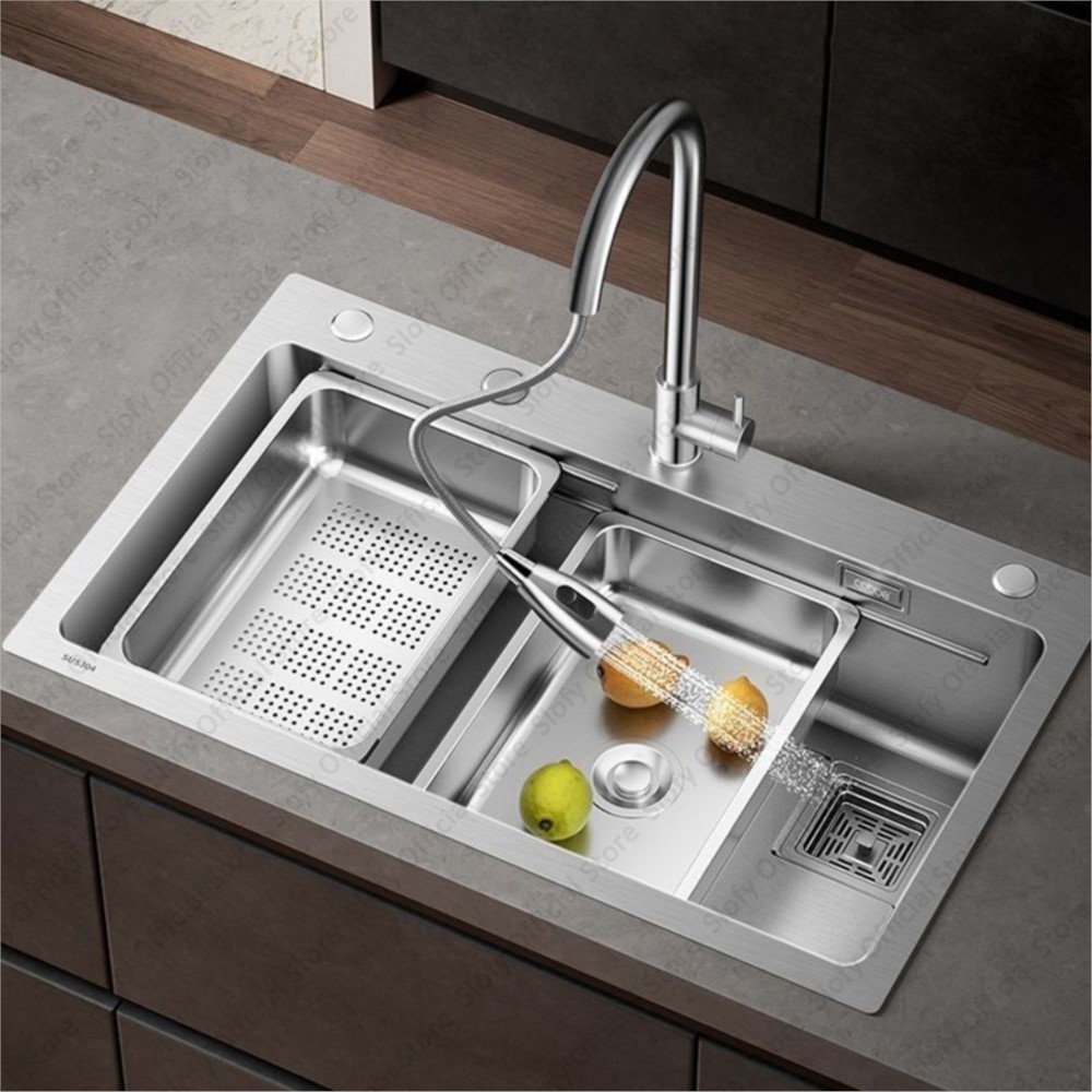 Jual 304 Stainless Steel Multifunctional Kitchen Sink Large Capacity ...