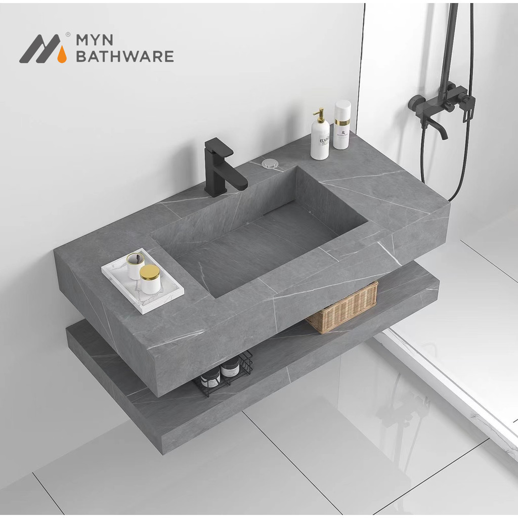 Jual Customized sintered stone design bathroom sinks vanities cabinets ...