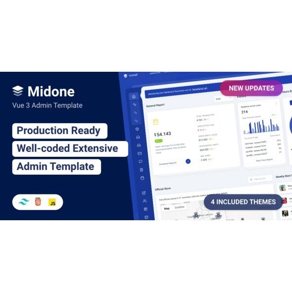 Jual Midone - VueJS 3 Admin Dashboard Template & HTML Version | Shopee Indonesia