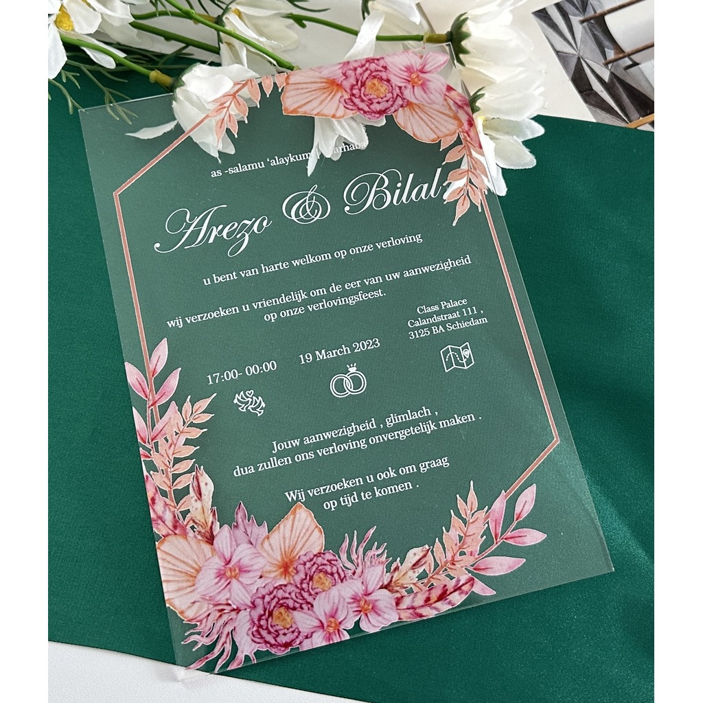 Jual Acrylic Wedding Invitation for Custom, Transparent Birthday ...
