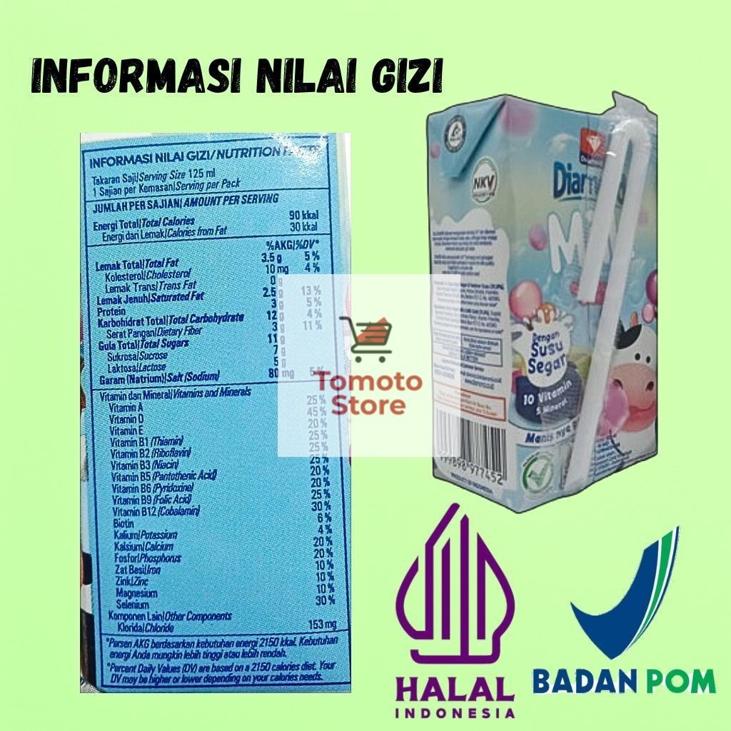 Jual TOMOTOSTORE DIAMOND Susu UHT Full Cream Fresh Milk 125 ml Chocolate | Strawberry ...