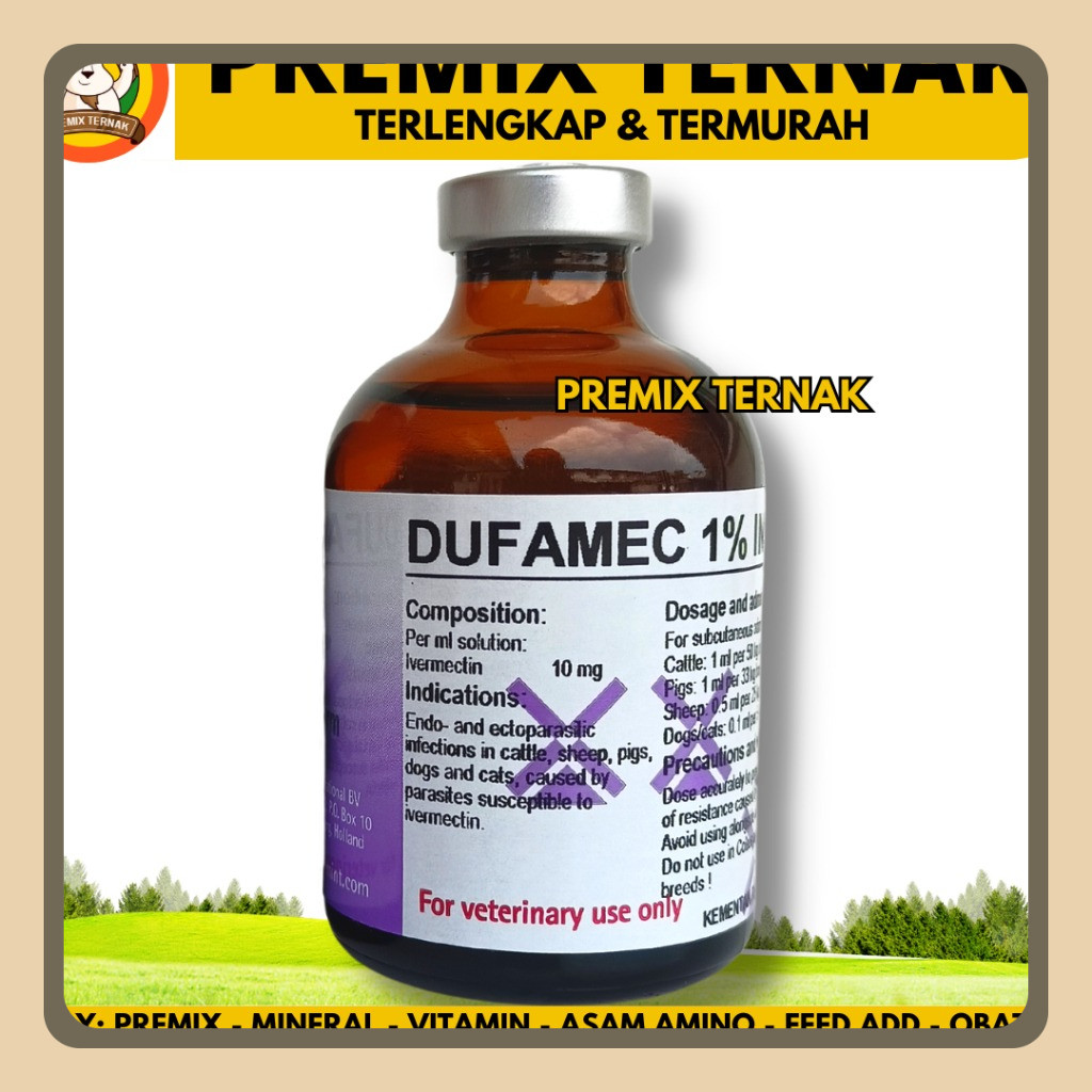 Jual DUFAMEC 1% INJ 50 ML - Obat Cacing Kutu gudig Scabies Ampuh Sapi ...