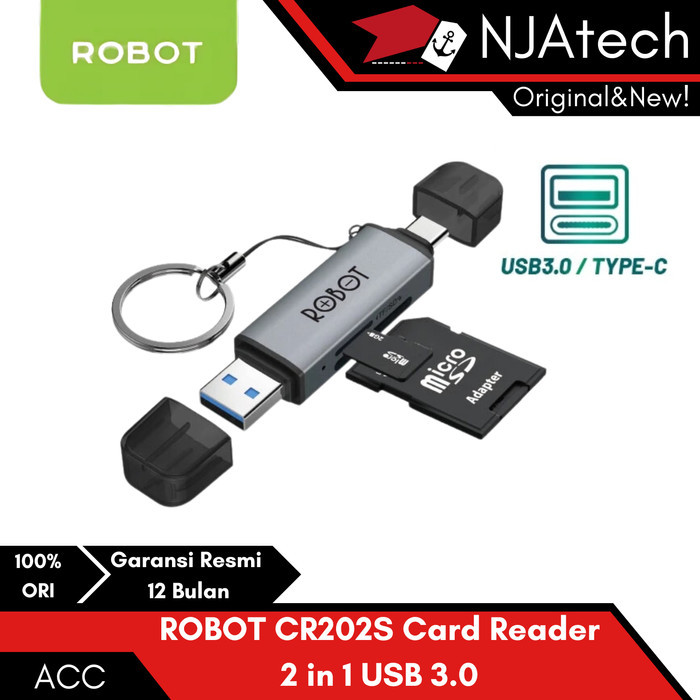 Jual Robot Card Reader CR202S 2 in 1 USB 3.0 Type C & Type A OTG Memory ...